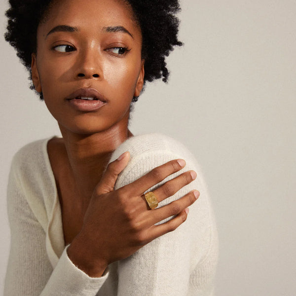 Pilgrim JEMMA Square Signet Ring Gold-Plated - The Classic Edge Shaving ...