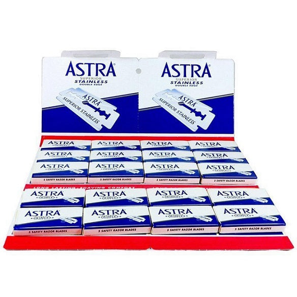 Astra Blue Stainless Double Edge Safety Razor Blades, 100 Blades - The ...
